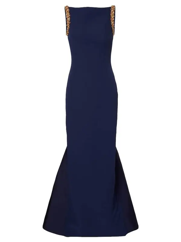 Safiyaa Sloane Embellished Crepe Gown - Blue