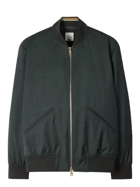 Paul Smith Wool 'storm System' Bomber Jacket - Green