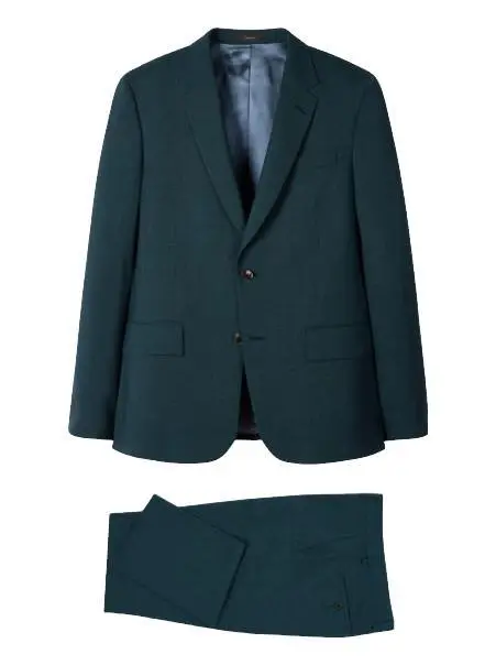 Paul Smith The Soho Tailored-fit Teal Micro Houndstooth Wool Suit - Green