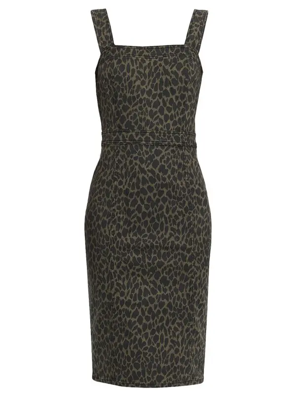 Ramy Brook Tamera Printed Stretch Denim Midi Dress - Deep Olive