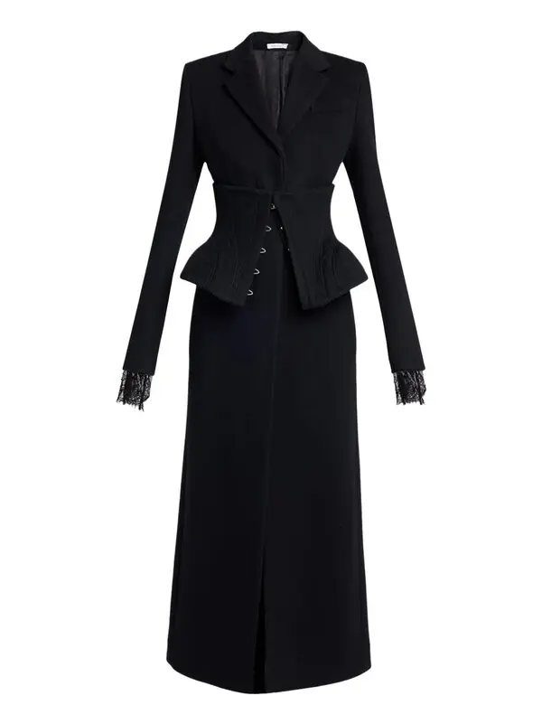Alexander McQueen Long Corset Wool-cashmere Coat - Black