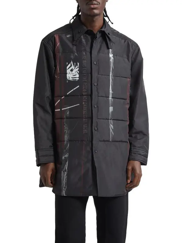 Yohji Yamamoto Tobacco Print Double Layer Padded Jacket - Black