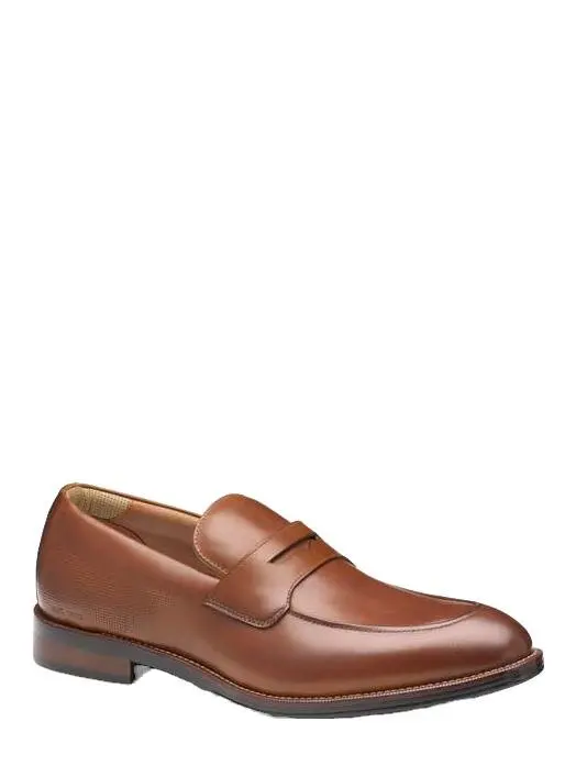 Johnston & Murphy Copley Xc+ Waterproof Penny Loafer - Cognac Waterproof Full Grain