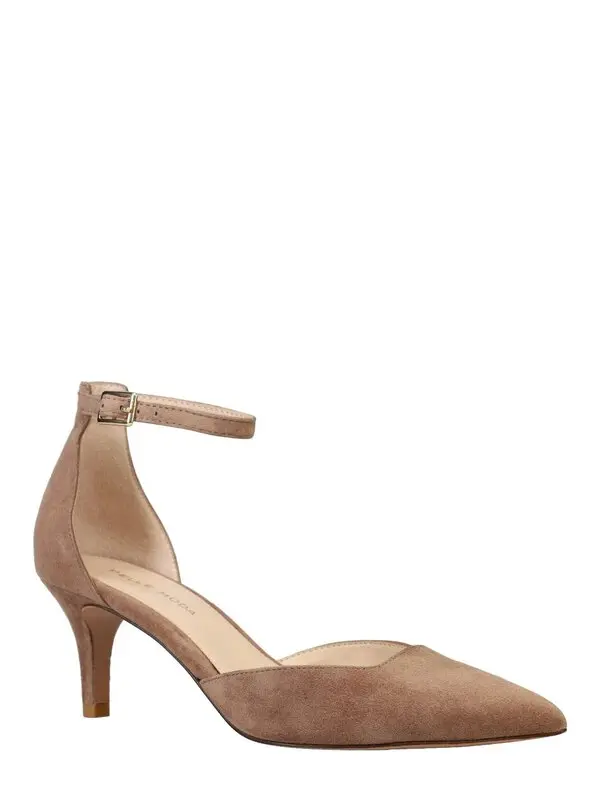 Pelle Moda Kendal Ankle Strap Pointed Toe Kitten Heel Pump - Taupe