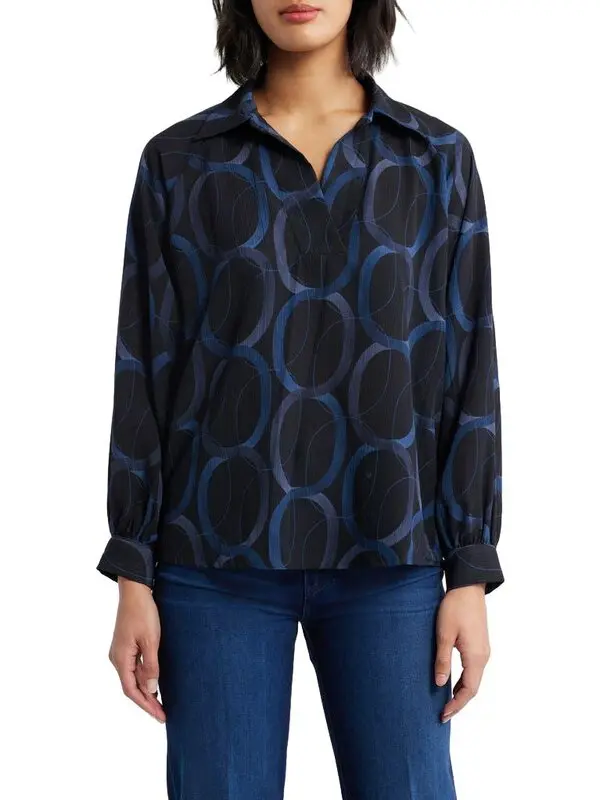 APNY Raglan Sleeve Top - Sapphire/black Multi