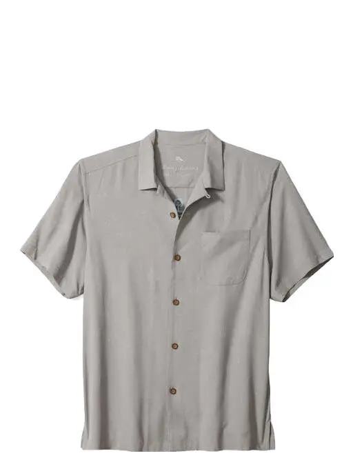 Tommy Bahama Anchor Management Embroidered Silk Jacquard Camp Shirt - Ultimate Gray