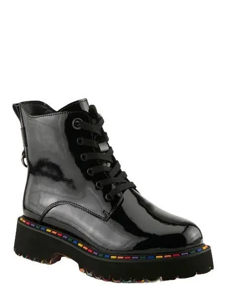 SPRING STEP SHOES Mistique Waterproof Combat Boot - Black Patent