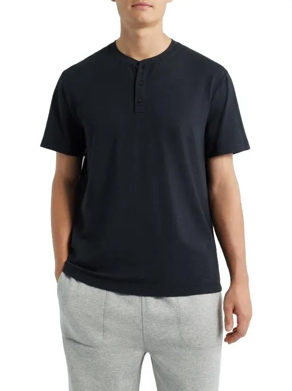 Lunya Slumberknit Henley Pajama T-shirt - Immersed Black