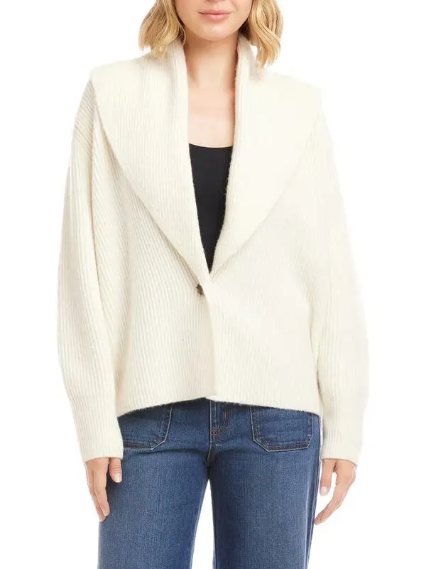 Karen Kane Shawl Collar Cardigan - Cream