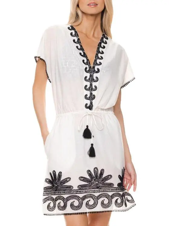 Helen Jon Margaux Embroidered Dress - Black White