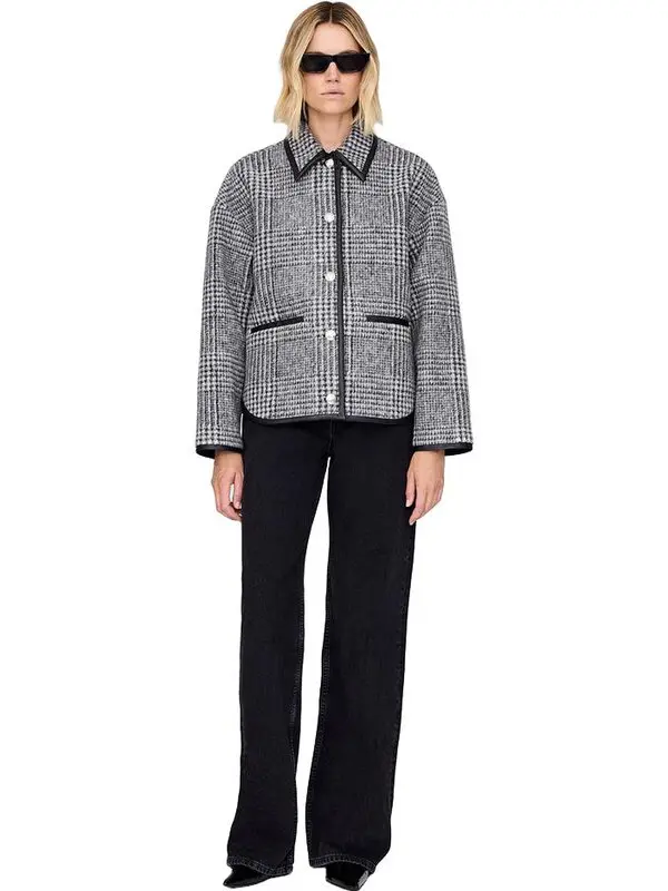 ANINE BING Camden Check Fleece Jacket - Black/grey Check