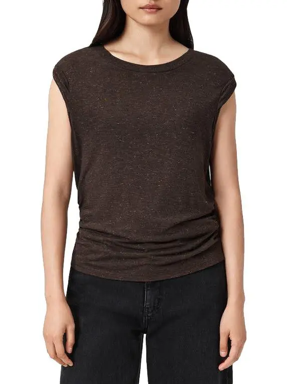 ALLSAINTS Metallic Cap-sleeve Top - Torte Brown