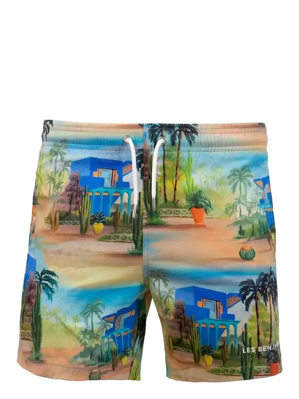 LES BENJAMINS Printed Swim Shorts - Blue