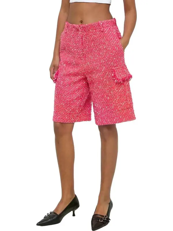 Patrizia Pepe Frayed Tweed Shorts - Pink