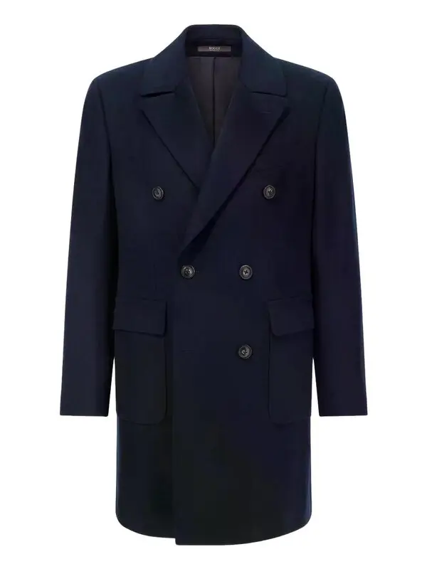 Boggi Milano Double-breasted Overcoat - Blue