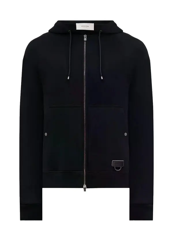 Agnona Hooded Zip Sweater - Black