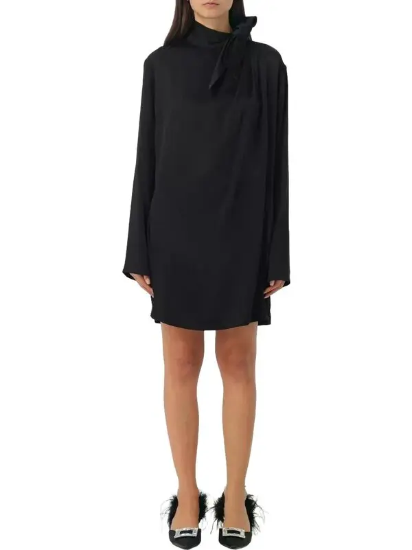 SEMICOUTURE Tie-neck Mini Dress - Black