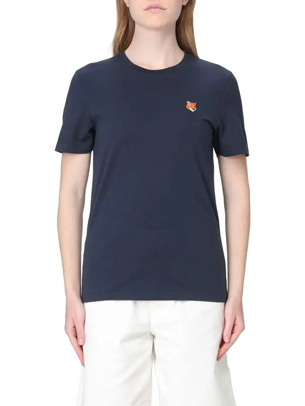 Maison Kitsuné T-shirt With Embroidered Fox Detail - Blue