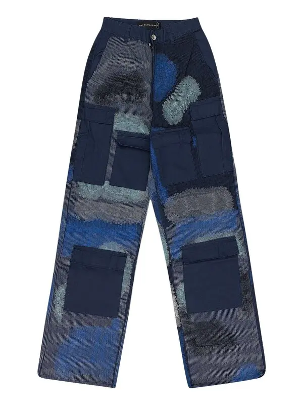 WHO DECIDES WAR BY EV BRAVADO Camouflage Embroidery Pants - Blue