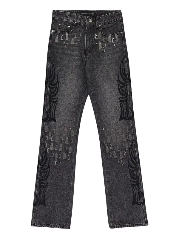 WHO DECIDES WAR BY EV BRAVADO Centralized Hardware Straight Fit Jeans - Black