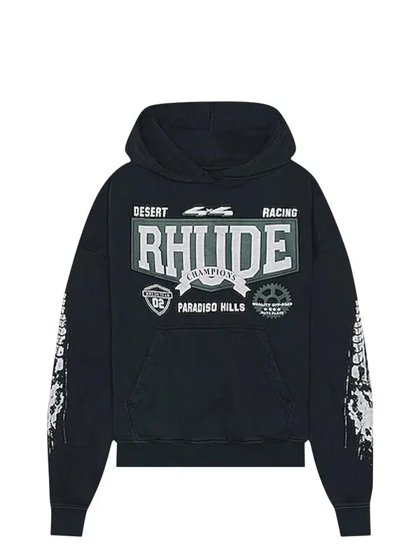 Rhude 4x4 Printed Hoodie - Black
