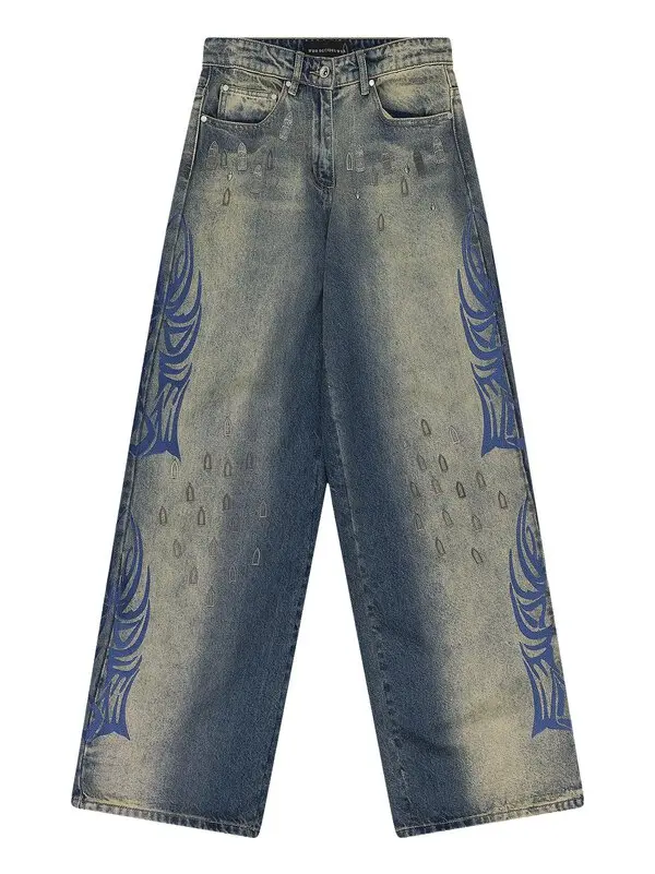 WHO DECIDES WAR BY EV BRAVADO Winged Logo Bootcut Jeans - Blue