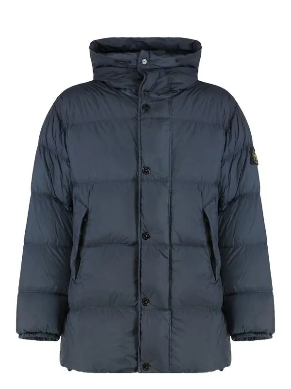 Stone Island Parka With Hood In Nylon Ripstop - Blue