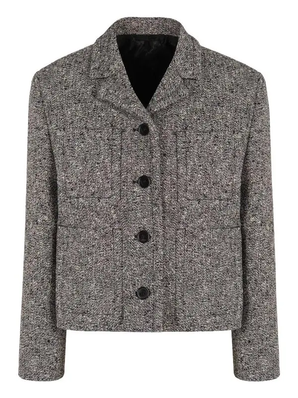 Gucci Double Wool And Cotton Mouliné Jacket - Grey