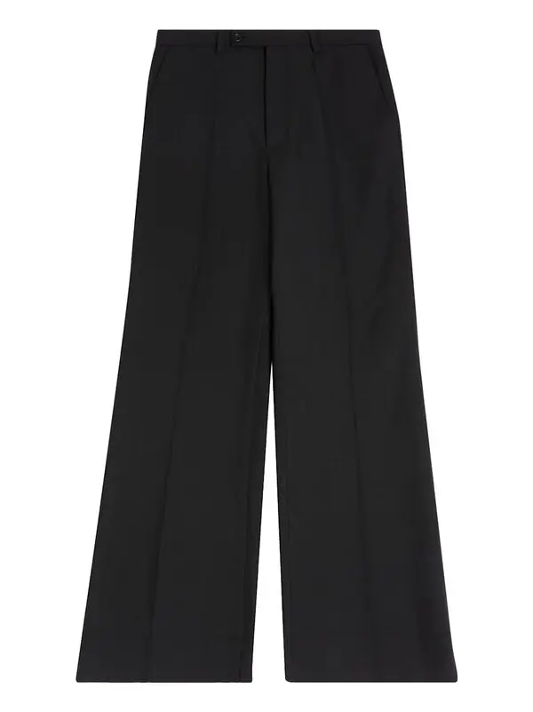 Valentino Garavani Wide Leg Flared Flat-front Pants - Black