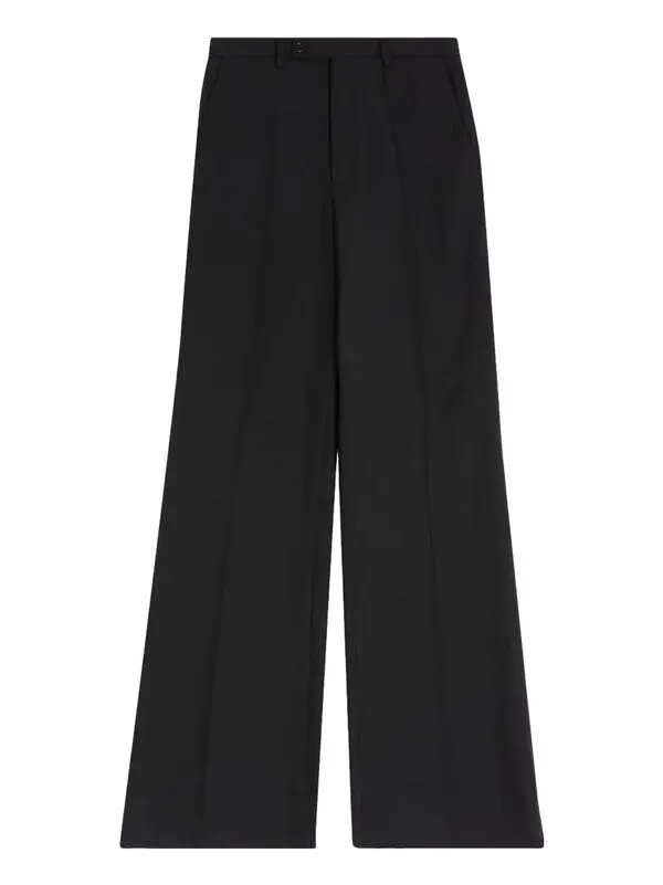 Valentino Garavani Wide Leg Flared Flat-front Pants - Nero