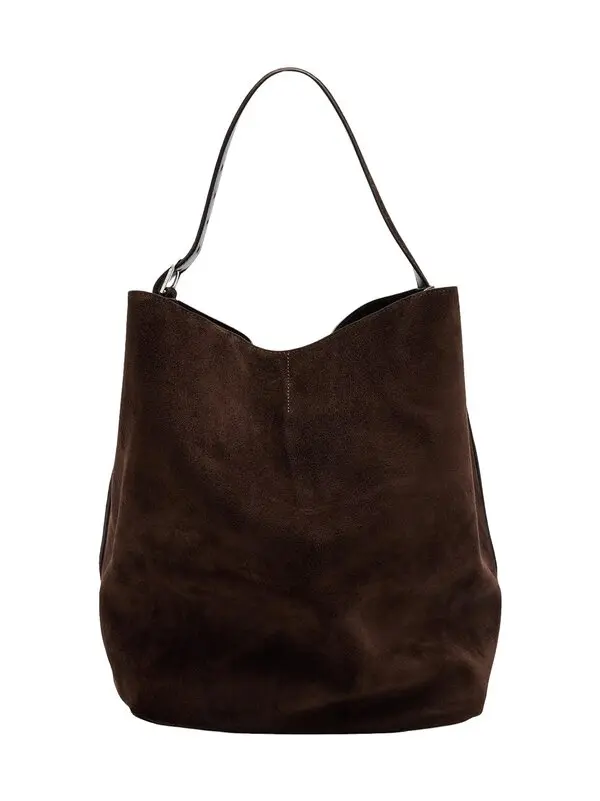 TOTEME Large Belted Suede Tote Bag - Dark Brown