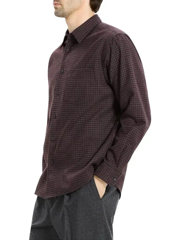 Theory Apos;s Weekend Cotton Check Button-down Shirt - Deep Eggpl