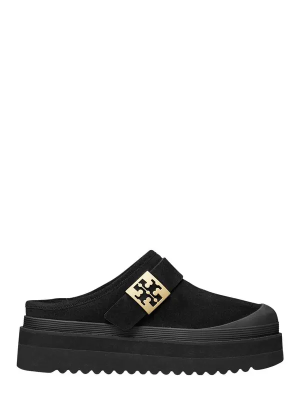 Tory Burch Mellow Shearling Platform Mules - Perfect Bl