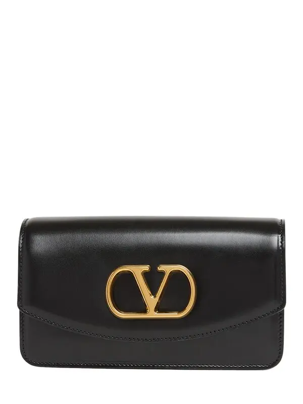 Valentino Garavani Vain Small Vlogo Leather Clutch Bag - Nero