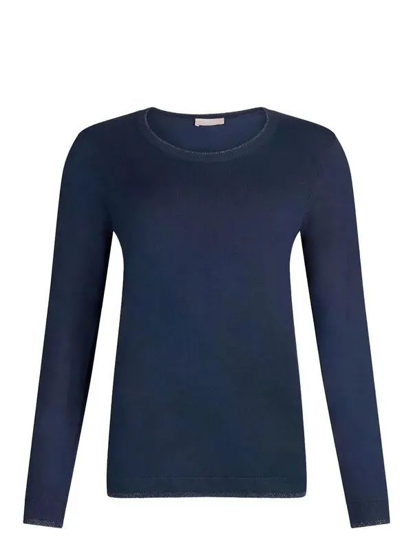 Liu Jo Sweater With Slit Cuffs And Contrasting Trim - Blue