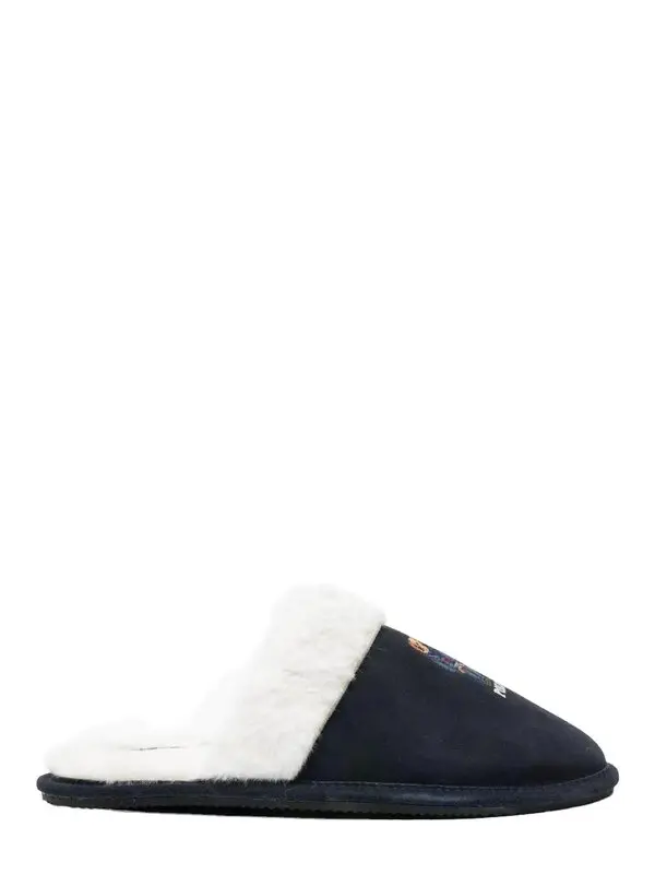Polo Ralph Lauren Bear-embroidered Slippers - Blue