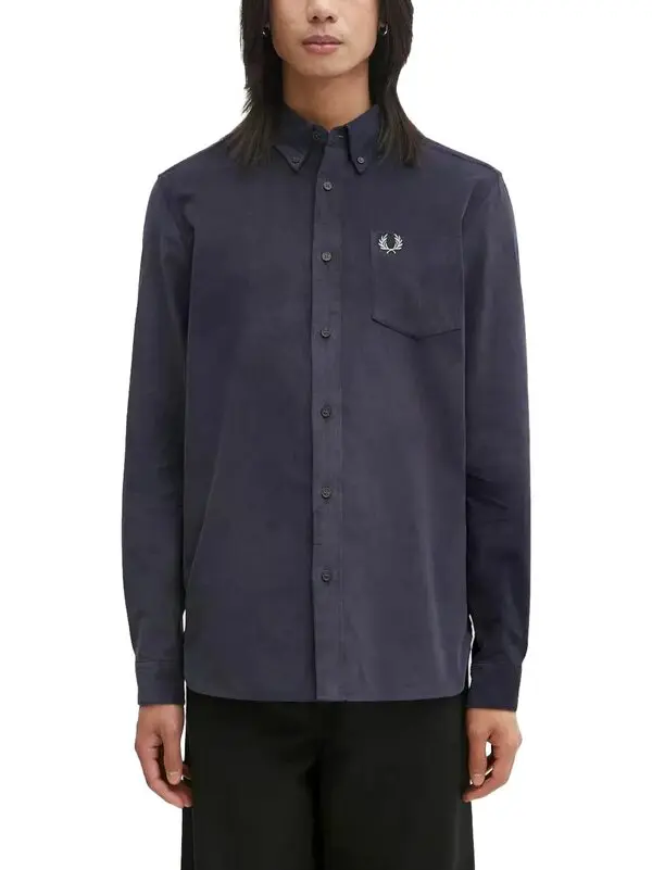 Fred Perry Logo-embroidered Corduroy Shirt - Blue