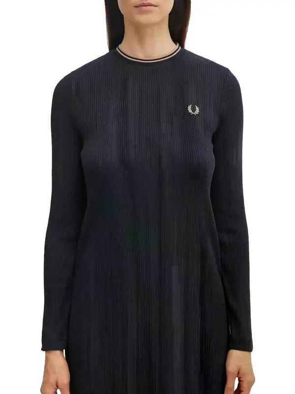 Fred Perry Logo-embroidered Ribbed-knit Midi Dress - Black