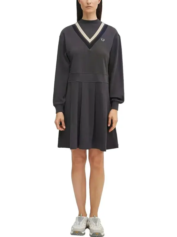 Fred Perry Logo-embroidered Mini Dress - Grey