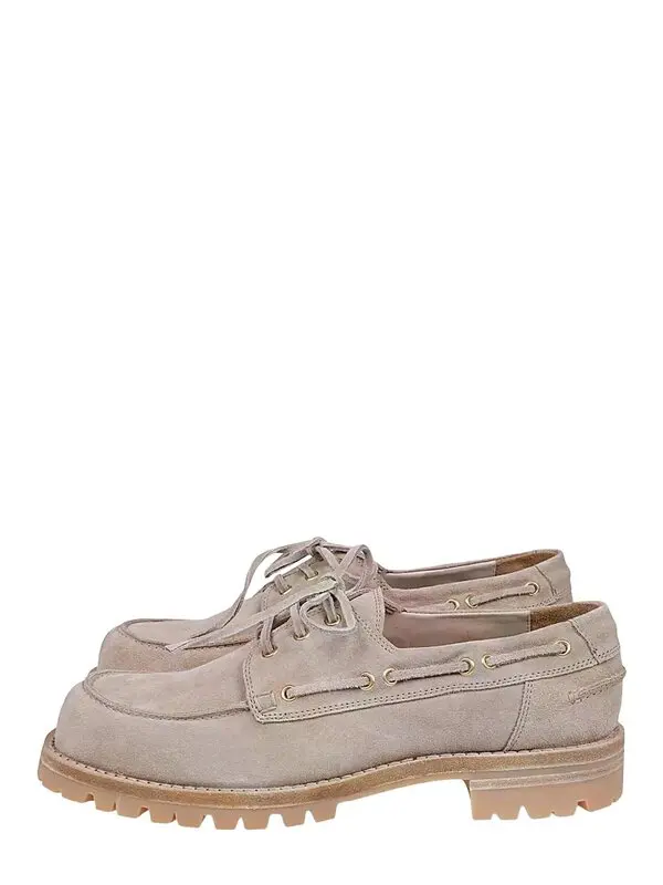 Eleventy Lace-up Leather Boat Shoes - Neutrals