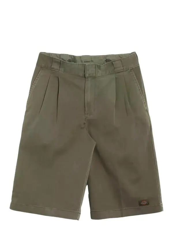 Dickies Logo Patch Pleated Shorts - Green