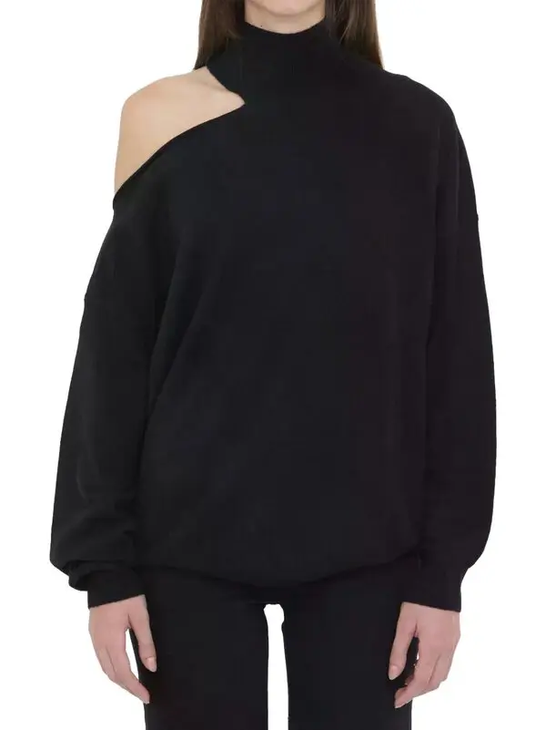 LISA YANG Alvia Asymmetrical Cut-out Sweater - Black
