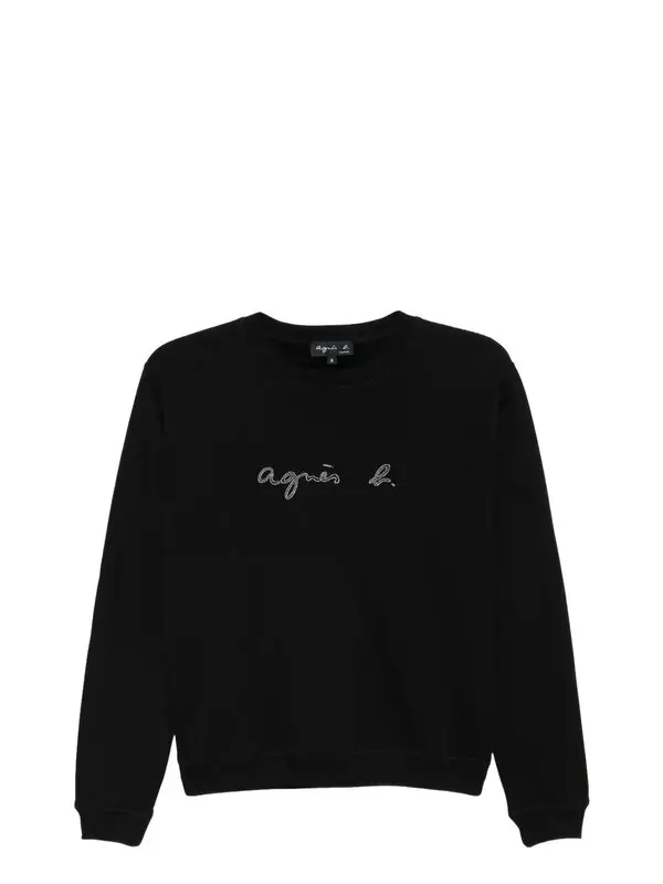 AGNES B. Embroidered Logo Sweatshirt - Black