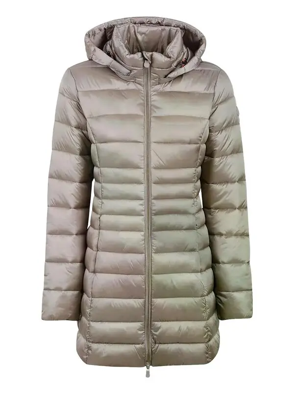 SAVE THE DUCK Hooded Quilted Coat - Brown