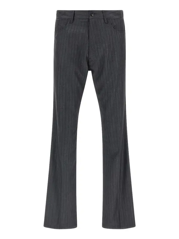 Balenciaga Pinstripe Wool Trousers - Gray