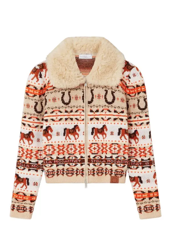 Stella McCartney Plush-collar Virgin Wool Cardigan - Fair Isle