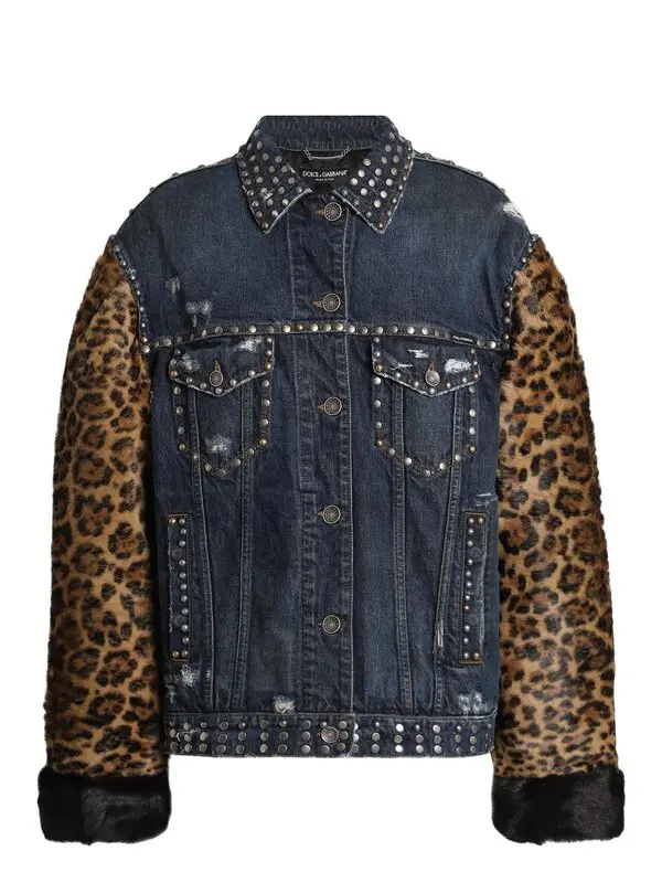 Dolce & Gabbana Denim Jacket With Fur Sleeves - Multicolor
