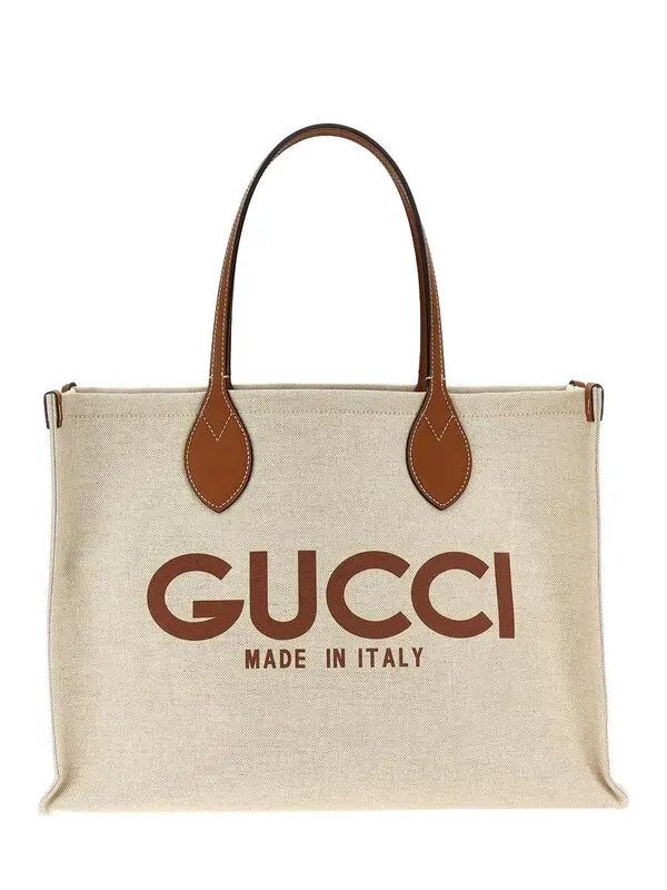 Gucci Logo Shopping Bag - Beige
