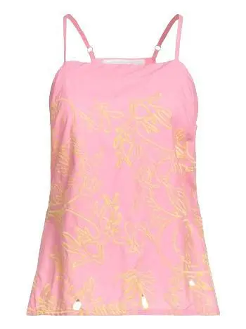 Beatrice B Poplin Two-tone Embroidered Top - Pink