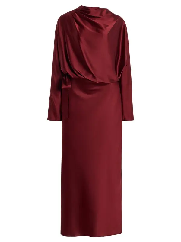 Staud Phoebe Draped Maxi Dress - Burgundy
